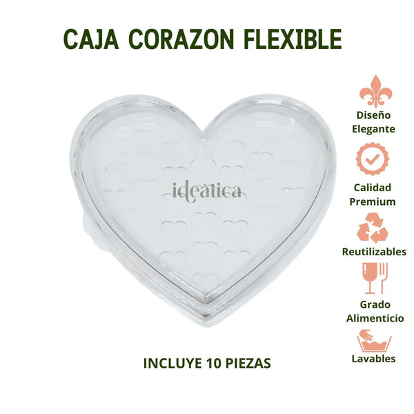 Caja Corazon Grande Plastico Flexible Para Dulces, Regalo, Recuerdo y ...